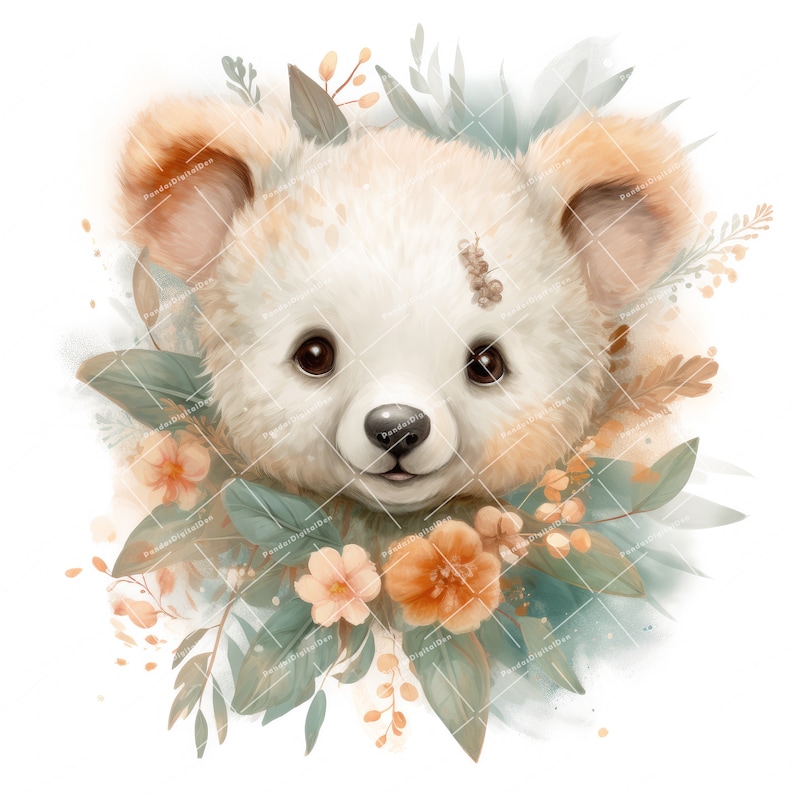 Watercolor Cute Baby Bear Clipart for Digital Invitations, Digital ...