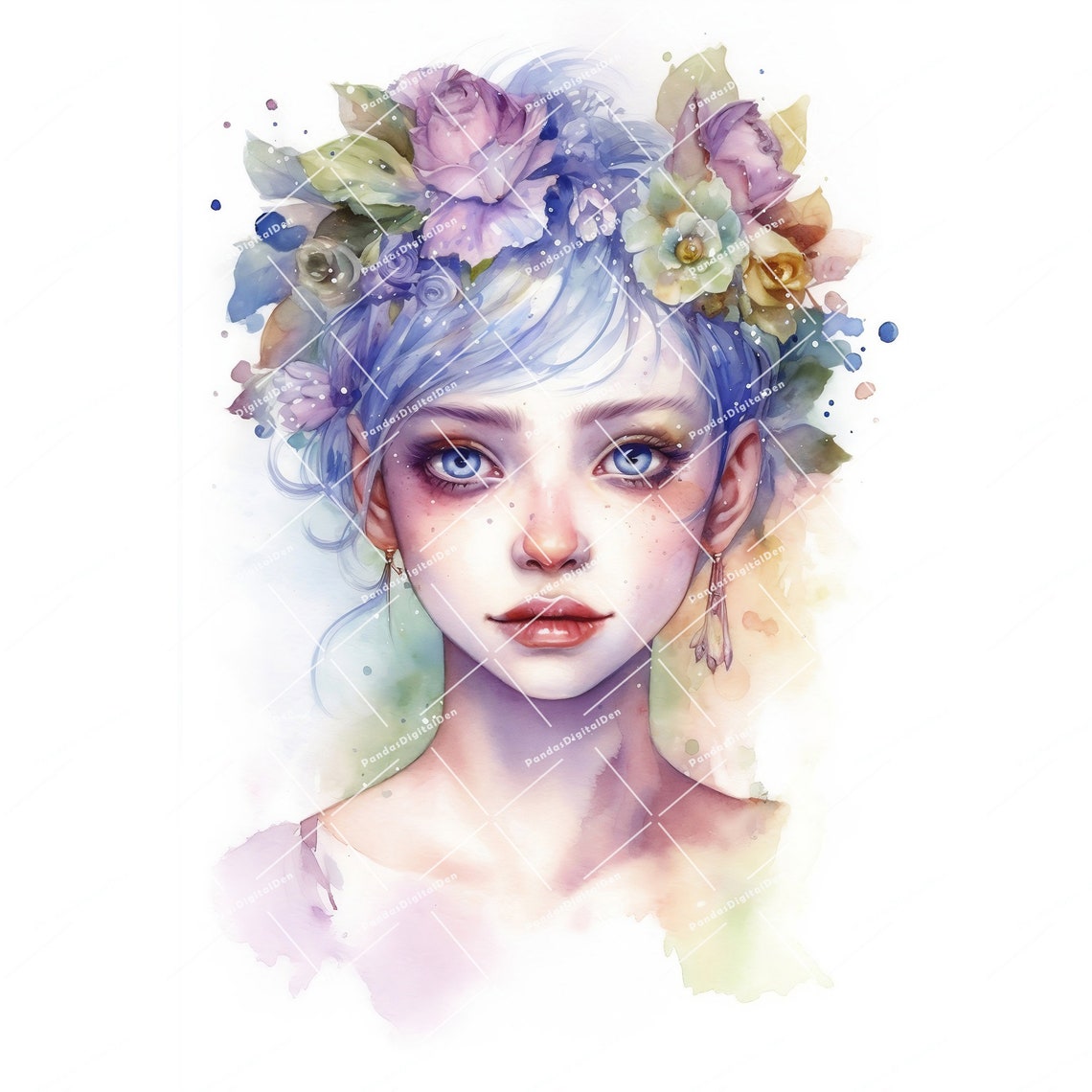 Watercolor Moon Pixie Clipart for Digital Invitations, Digital Posters ...