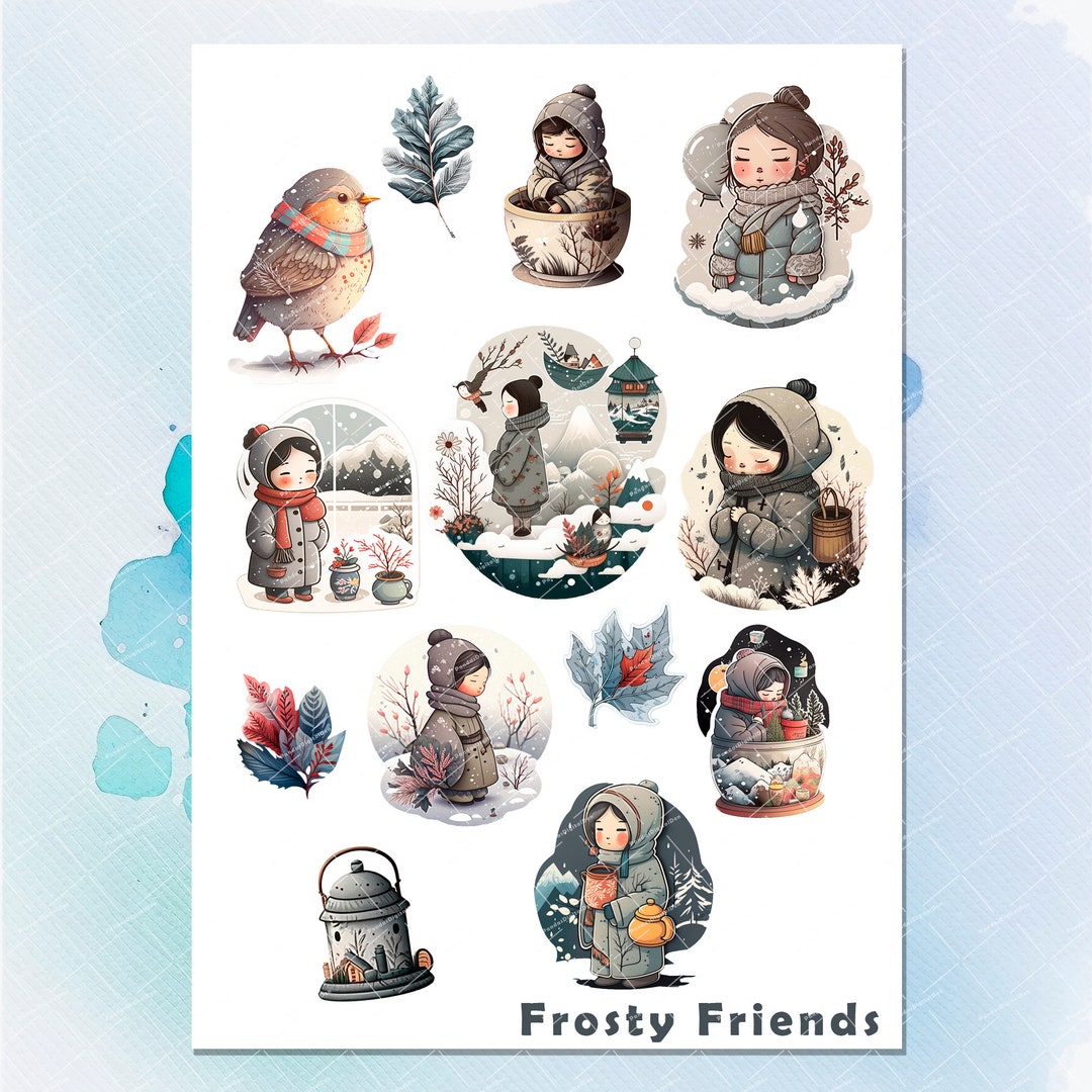 Frosty Friends Clipart, Winter Child Clipart, Asian Style, PNG Art ...