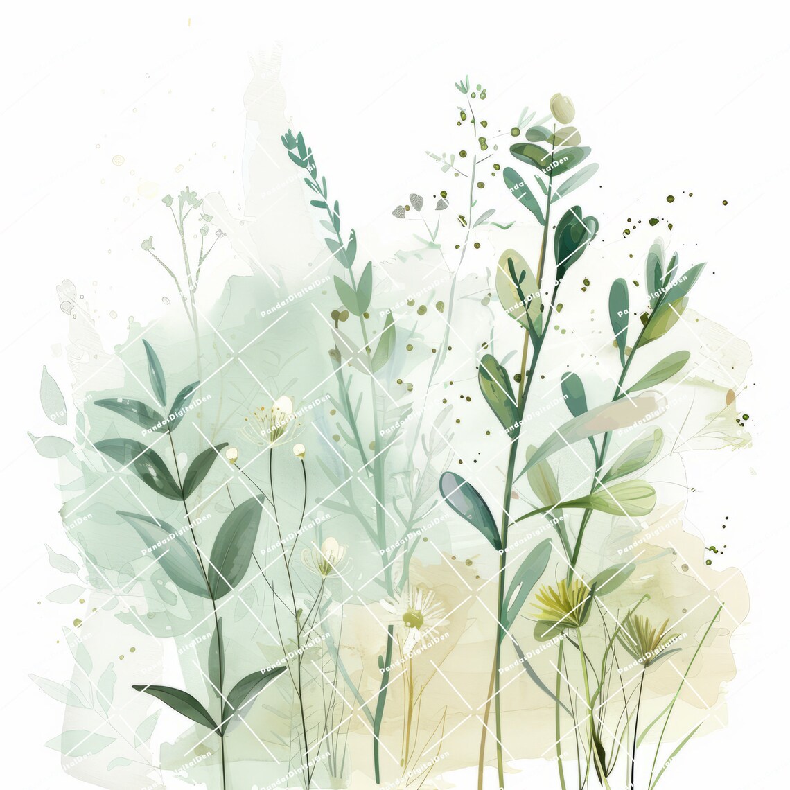 10 Greenery Watercolor Clipart I Botanical Clipart I Watercolor Clipart ...