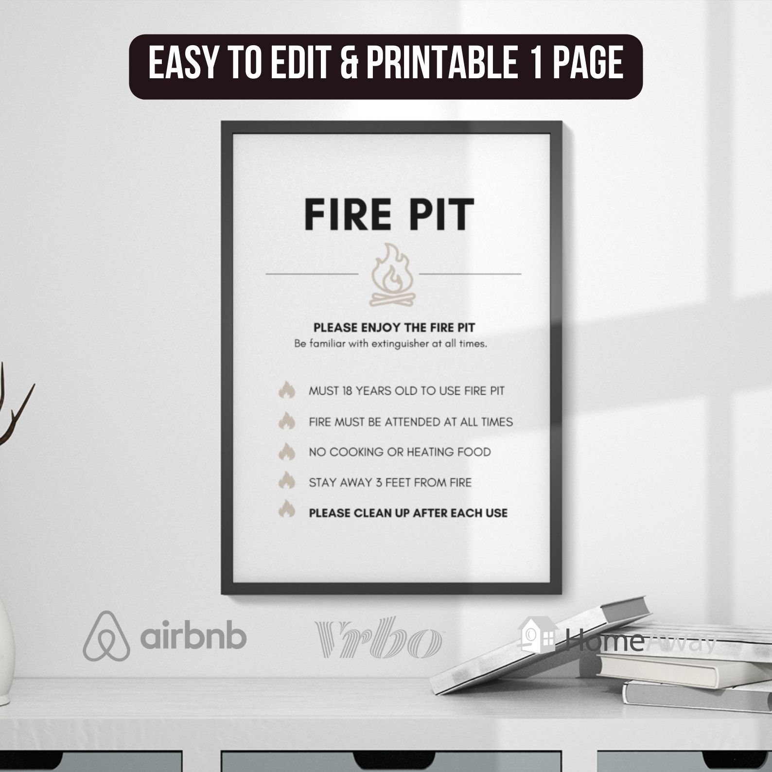 Firepit Sign, Fire Pit Sign, Camping, Outdoor Sign, Fire Pit Rules ...