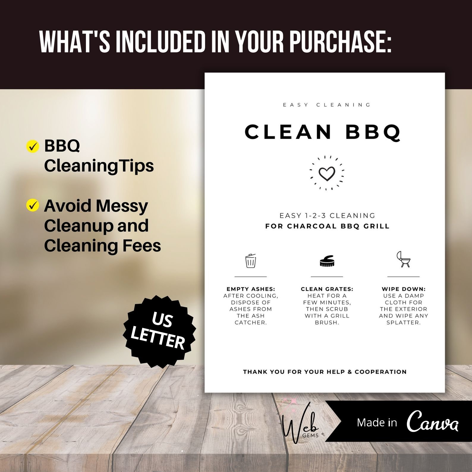 Airbnb BBQ Grill Cleaning Checklist Sign (digital Download) - Etsy