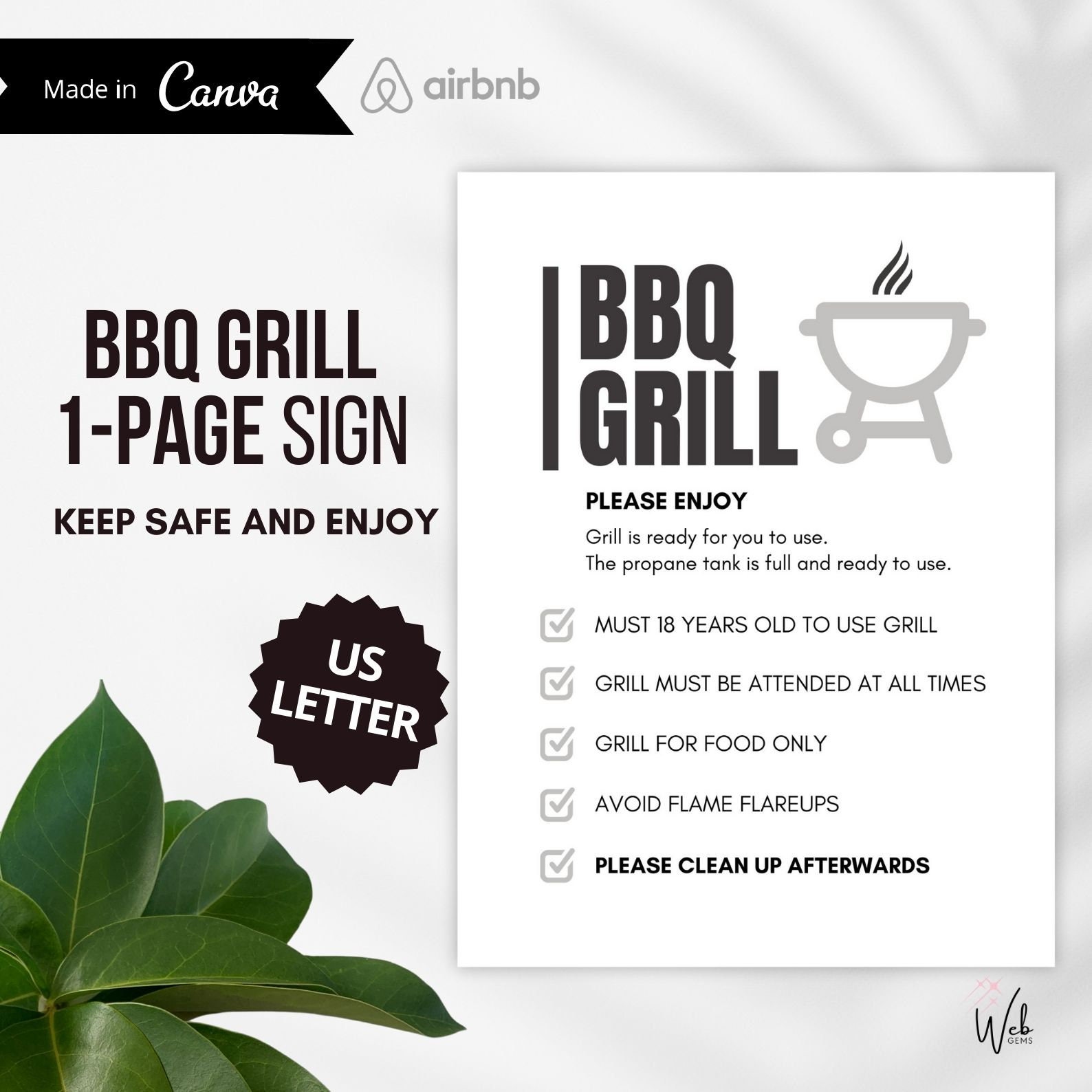 Airbnb BBQ Grill Rules Sign: Vacation Rental House Rules (digital ...