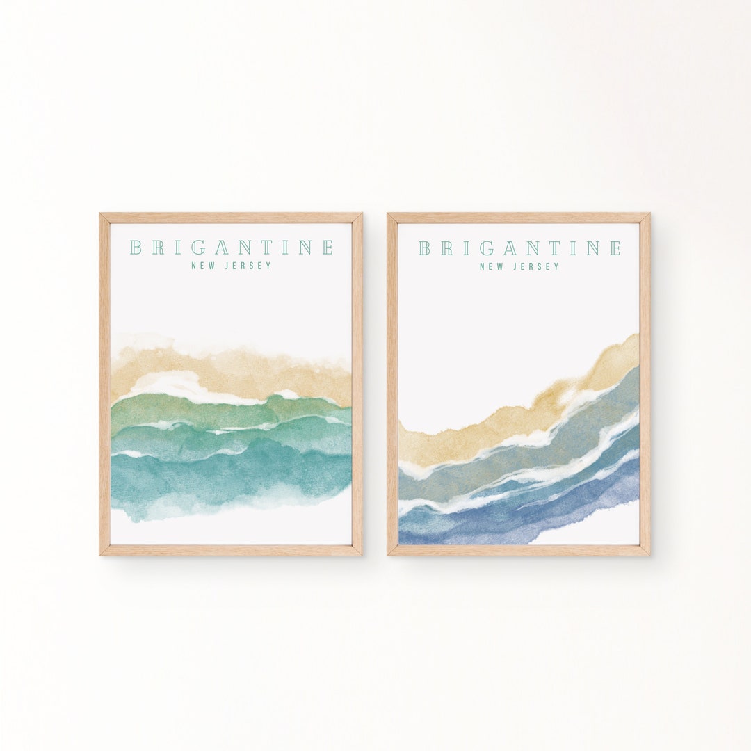 Printable Set of 2 Wall Art, Brigantine Beach Digital Poster, Gallery ...