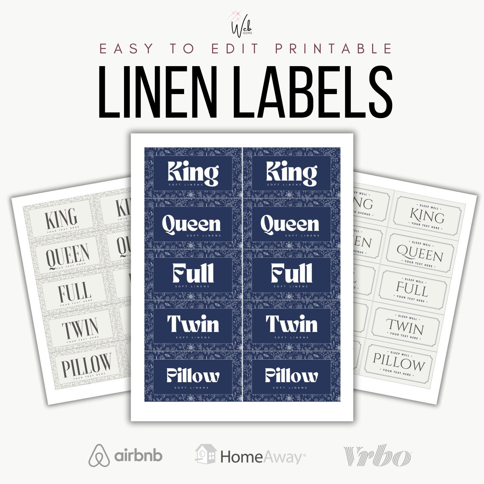 Bed Linen Labels, Bedsheet Organizers, Linen Closet Organizer, Linen ...