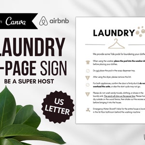 Airbnb Laundry Rules Sign: Modern Guest Guide (canva Template) - Etsy