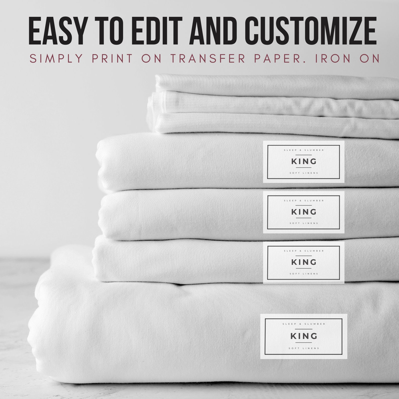 Printable Linen Labels: Bed Sheet Organizer for Airbnb (digital ...