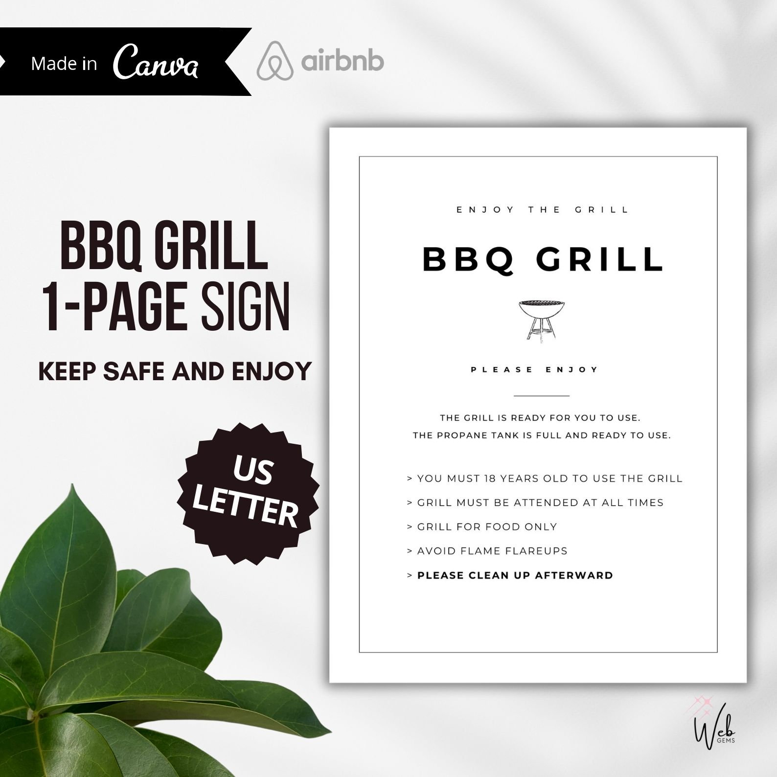 BBQ Grill Rules Sign: Airbnb Host Printable (digital Download) - Etsy