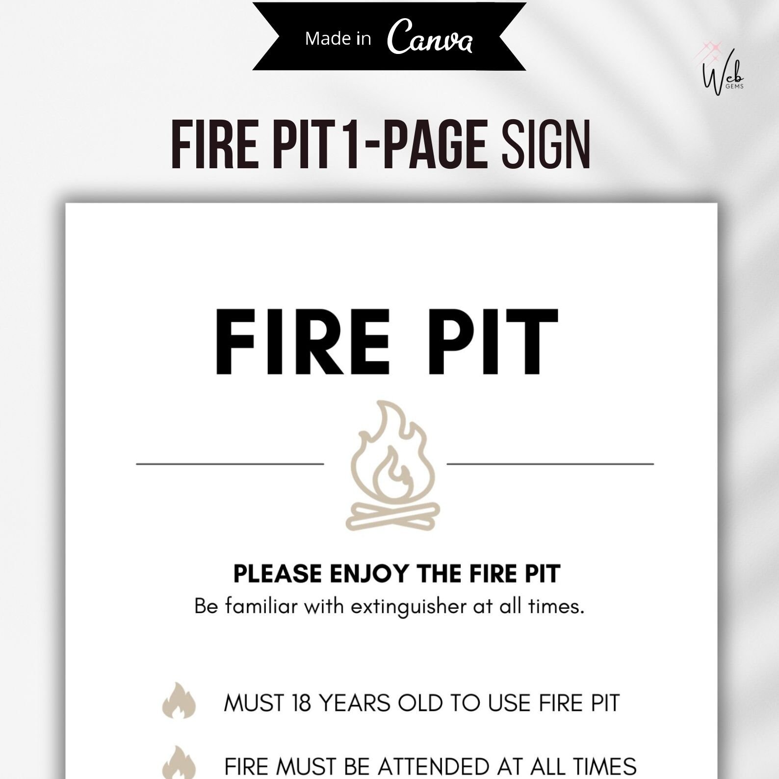 Firepit Sign, Fire Pit Sign, Camping, Outdoor Sign, Fire Pit Rules ...