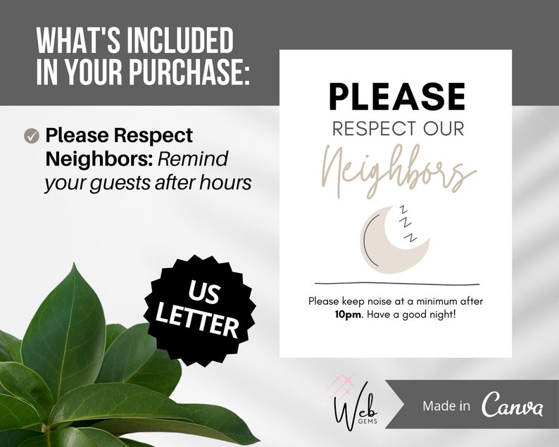 Airbnb Quiet Hours Sign: Respect Neighbors Printable (digital Download ...