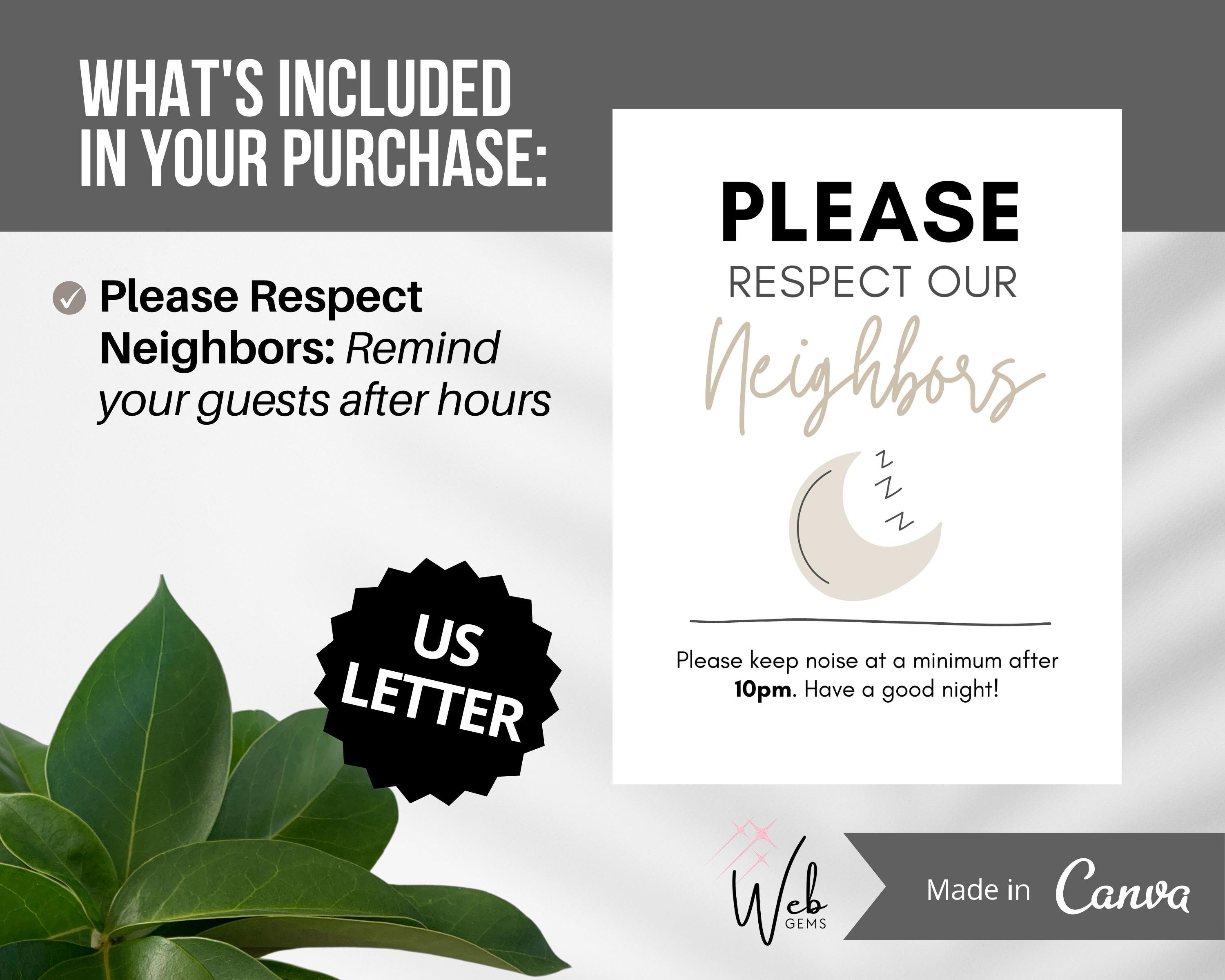 Quiet Hours Printable Sign, Airbnb Quiet Hours Sign, Airbnb No Noise ...