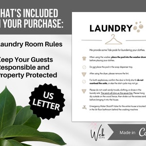 Airbnb Laundry Rules Sign: Modern Guest Guide (canva Template) - Etsy