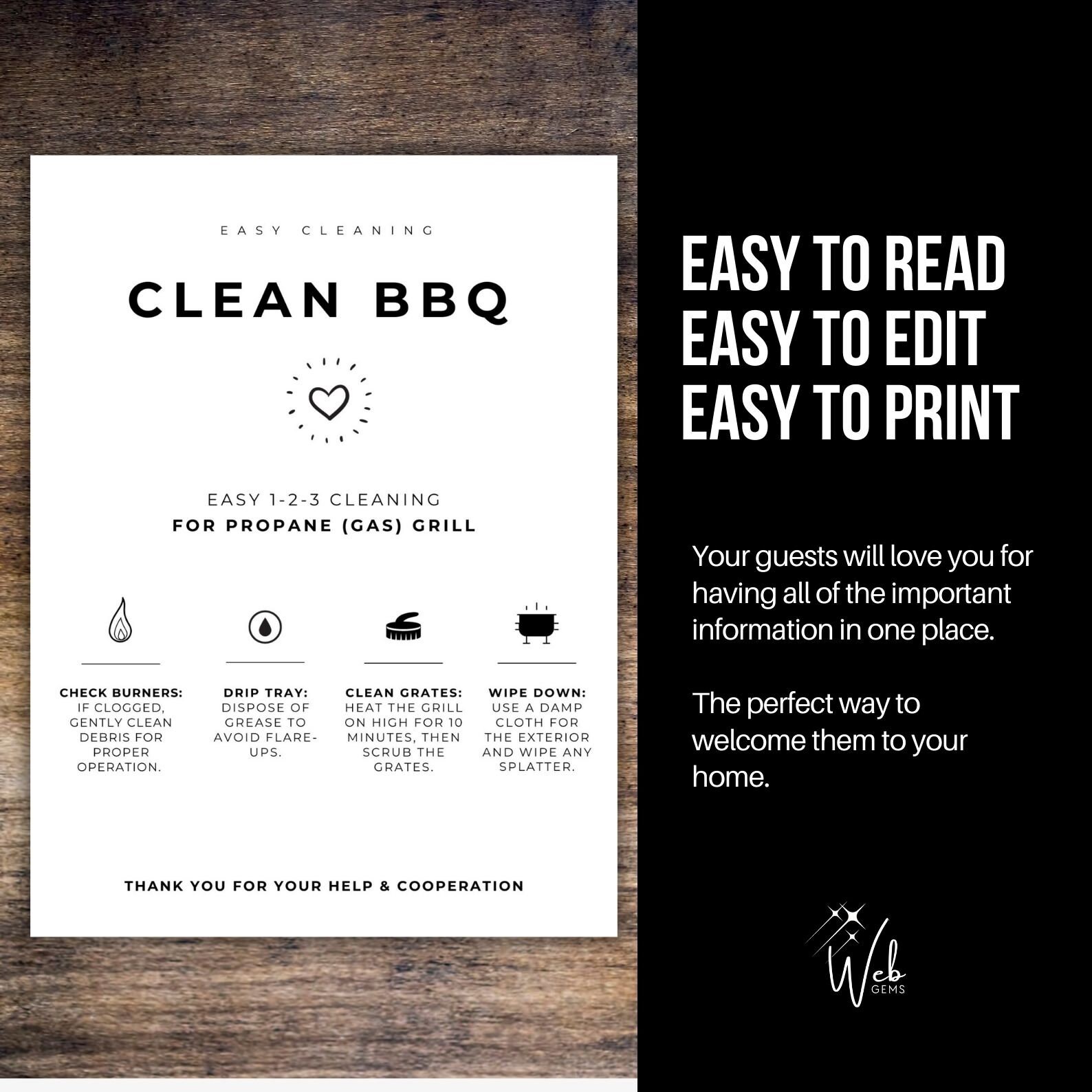 Airbnb BBQ Grill Cleaning Checklist Sign (digital Download) - Etsy