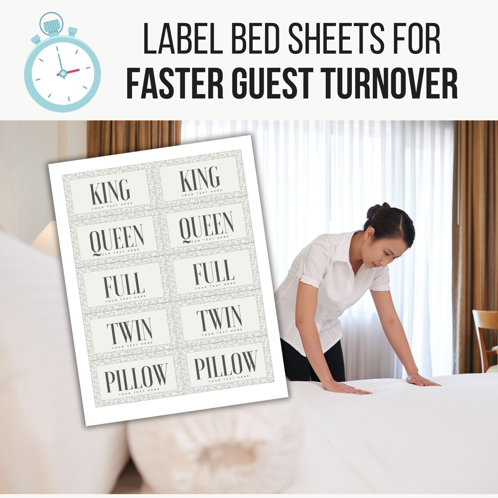 Printable Bed Linen Labels: Closet Organizer for Airbnb (digital ...