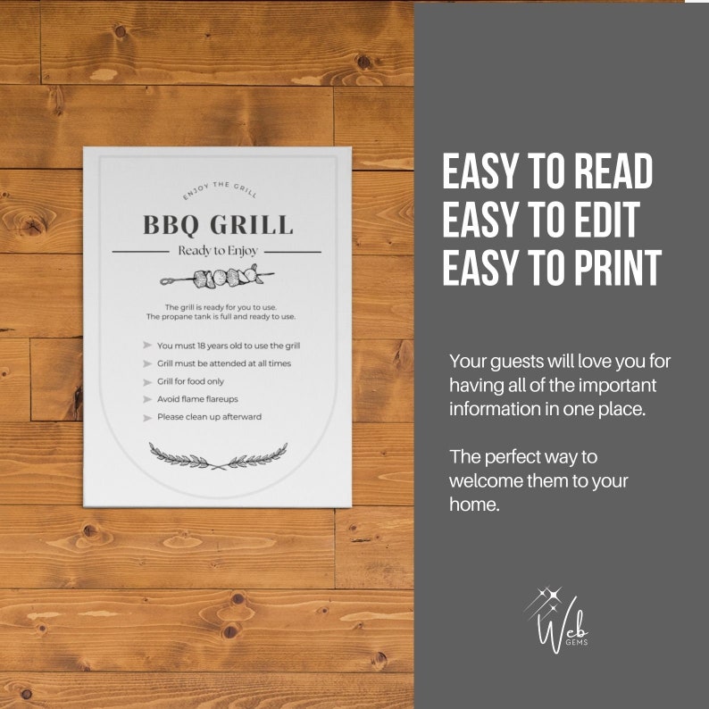 Airbnb BBQ Grill Rules Sign: Vacation Rental Host (digital Download) - Etsy