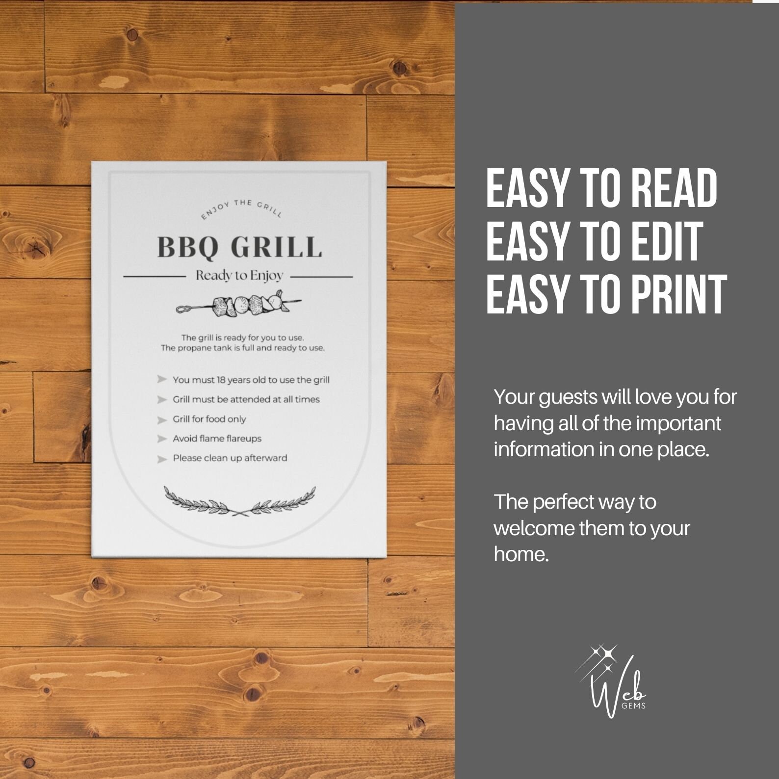 Airbnb BBQ Grill Rules Sign: Vacation Rental Host (digital Download) - Etsy