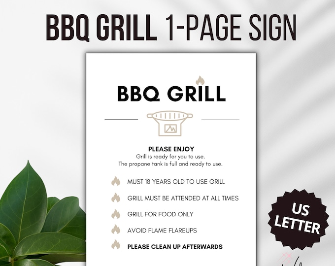 Custom BBQ Sign, Bbq Rules Printable Chalkboard for Him, Customized BBQ ...
