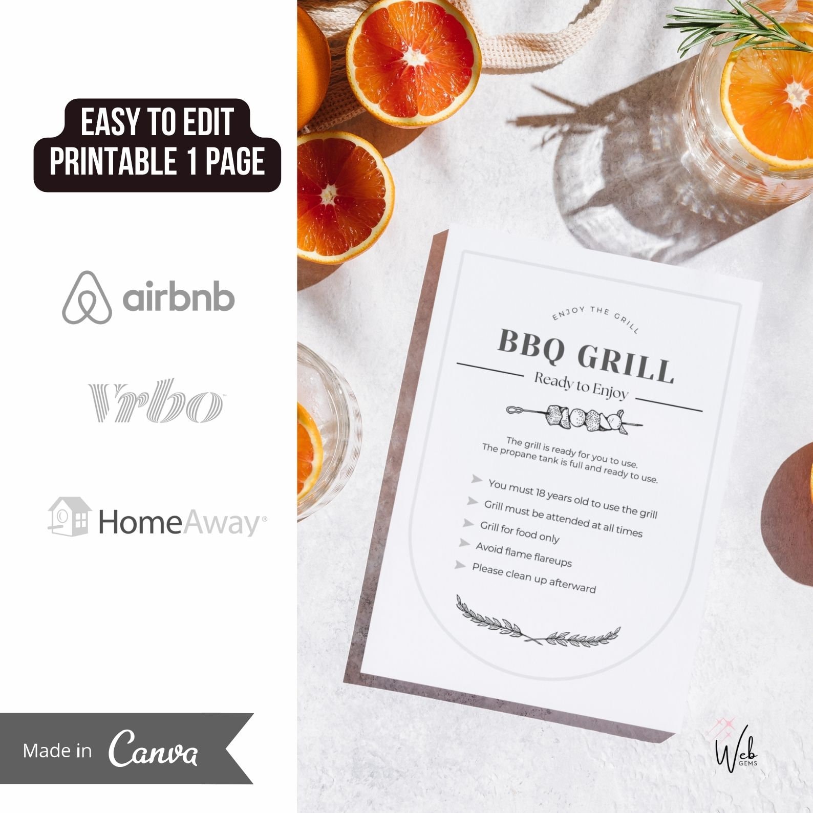 Airbnb BBQ Grill Rules Sign: Vacation Rental Host (digital Download) - Etsy