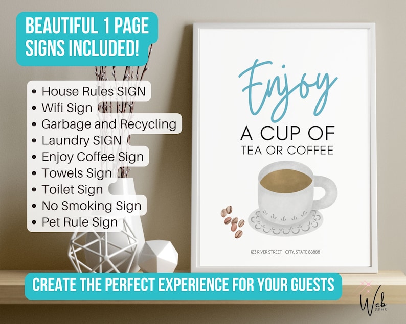 Seaside Airbnb Welcome Book, Beach Airbnb, Signs, Template, Rental ...