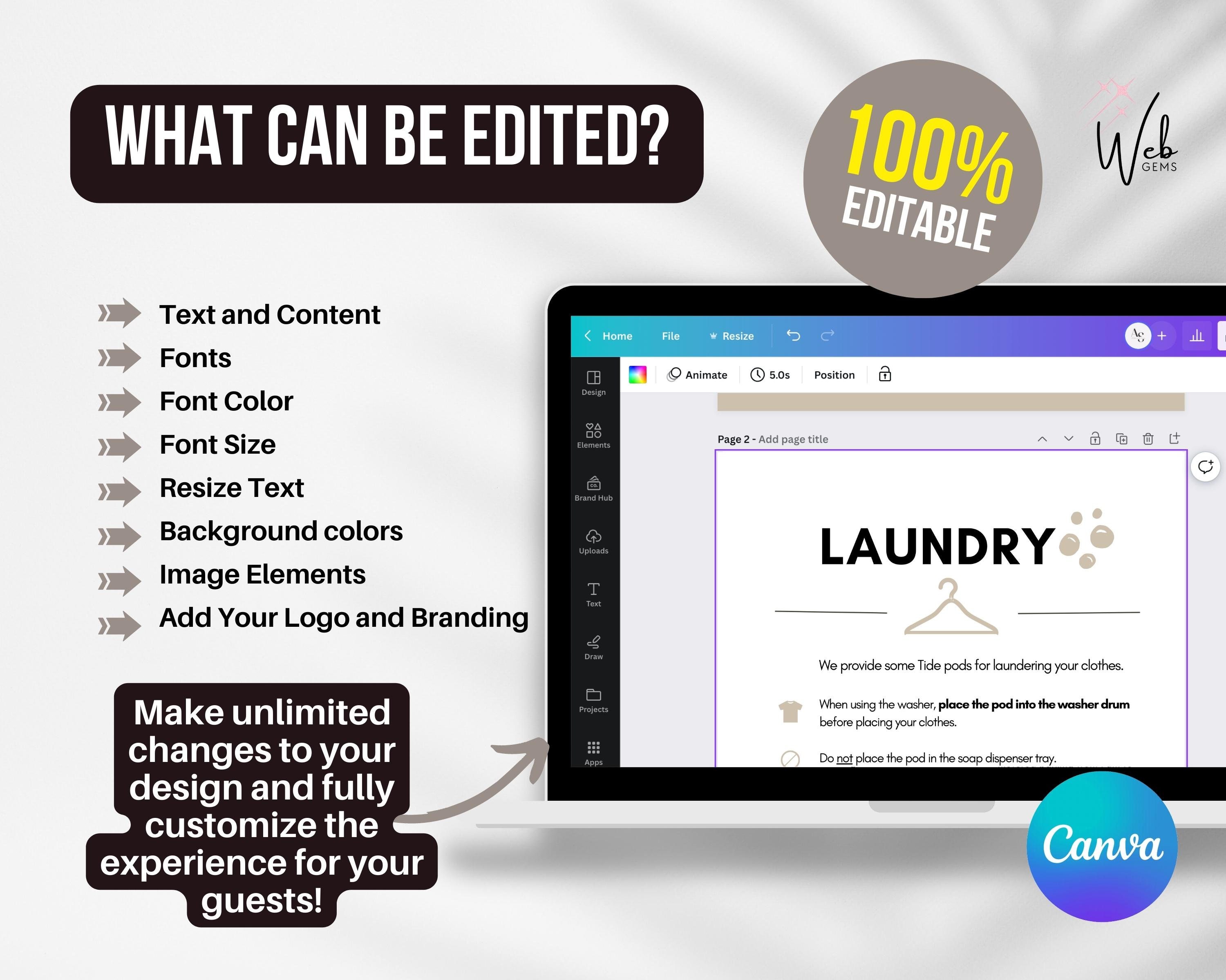 Airbnb Laundry Rules Sign: Modern Guest Guide (canva Template) - Etsy