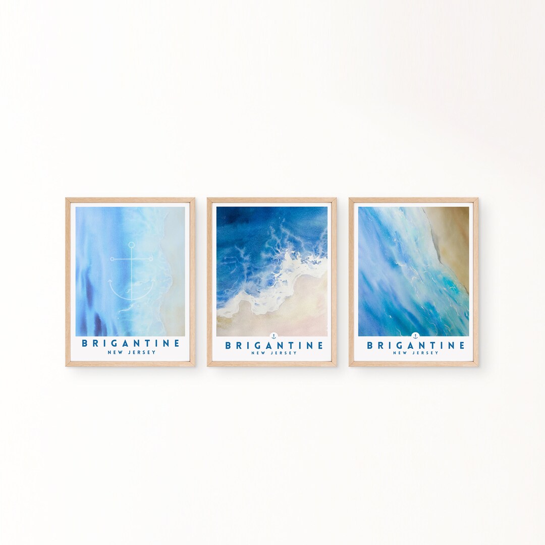 Brigantine Beach Art Print Set: Abstract Coastal Wall Decor (digital ...