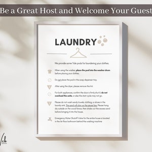Airbnb Laundry Rules Sign: Modern Guest Guide (canva Template) - Etsy