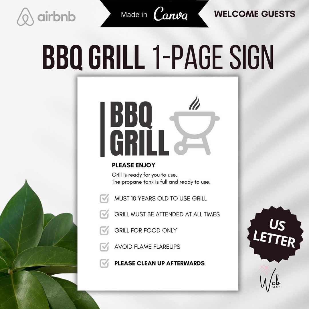 Airbnb BBQ Grill Rules Sign: Vacation Rental House Rules (digital ...