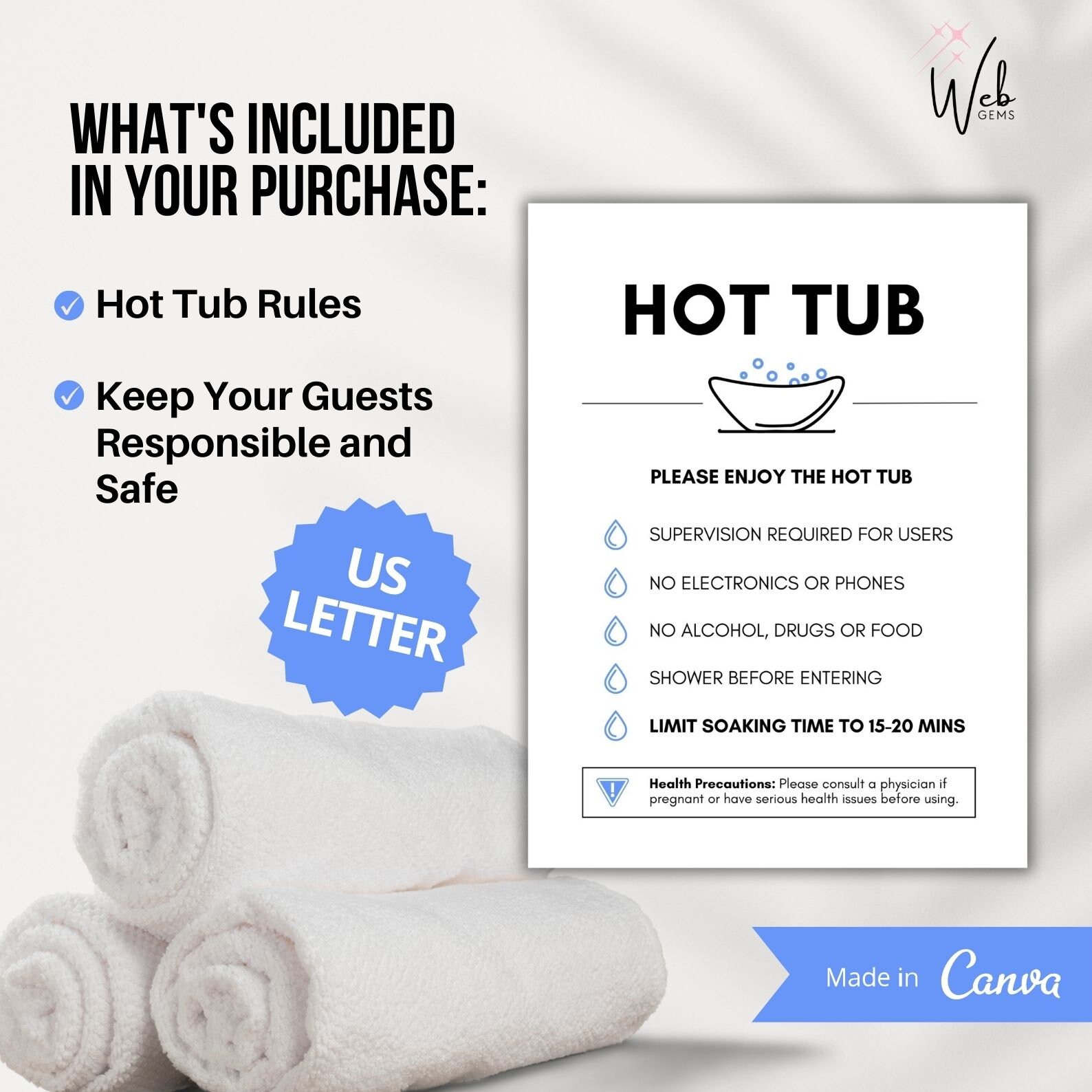 Hot Tub Rules Sign: Modern Spa Decor (digital Download) - Etsy