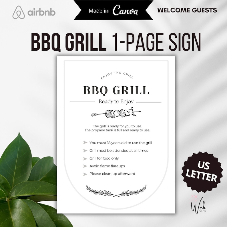 Airbnb BBQ Grill Rules Sign: Vacation Rental Host (digital Download) - Etsy
