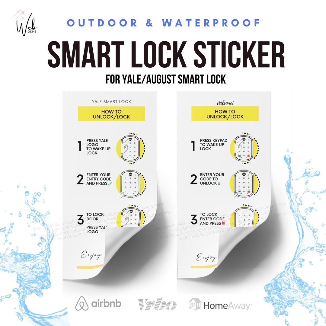 Yale Assure August Smart Lock Sign, Smart Lock Sticker, Custom ...