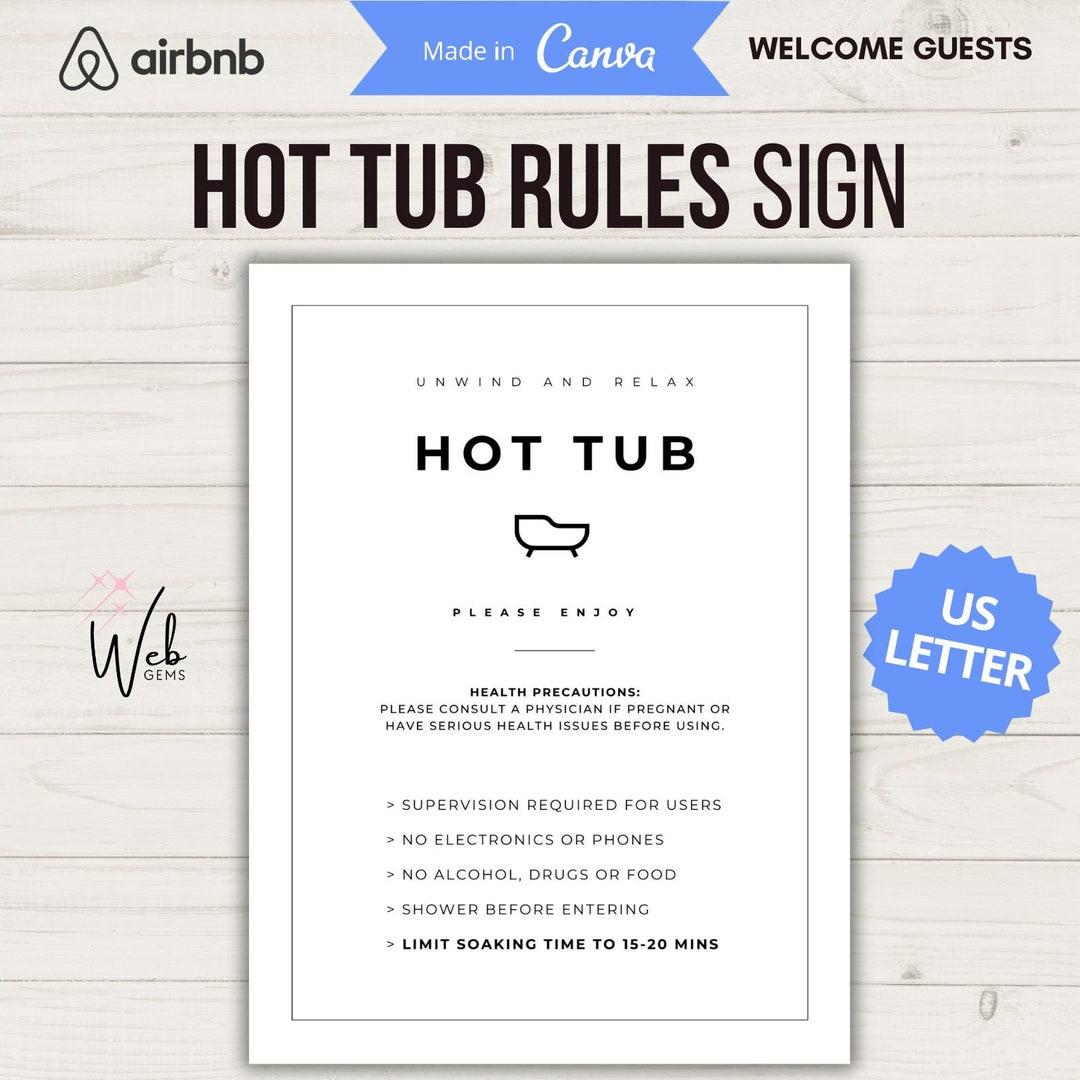 Hot Tub Rules Sign: Modern Spa Decor (digital Download) - Etsy