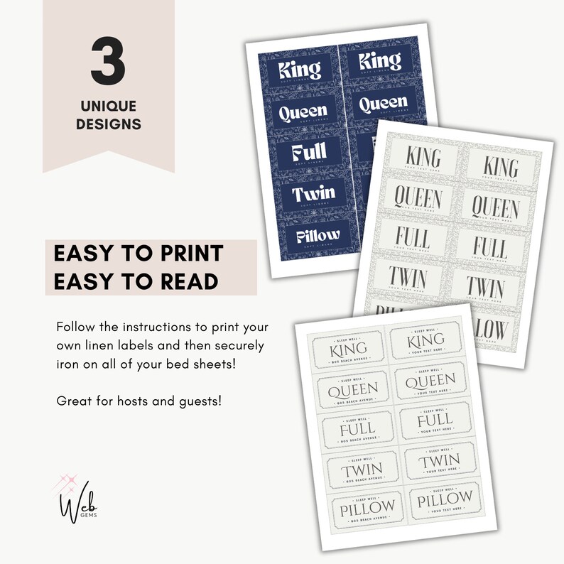 Bed Linen Labels, Bedsheet Organizers, Linen Closet Organizer, Linen ...