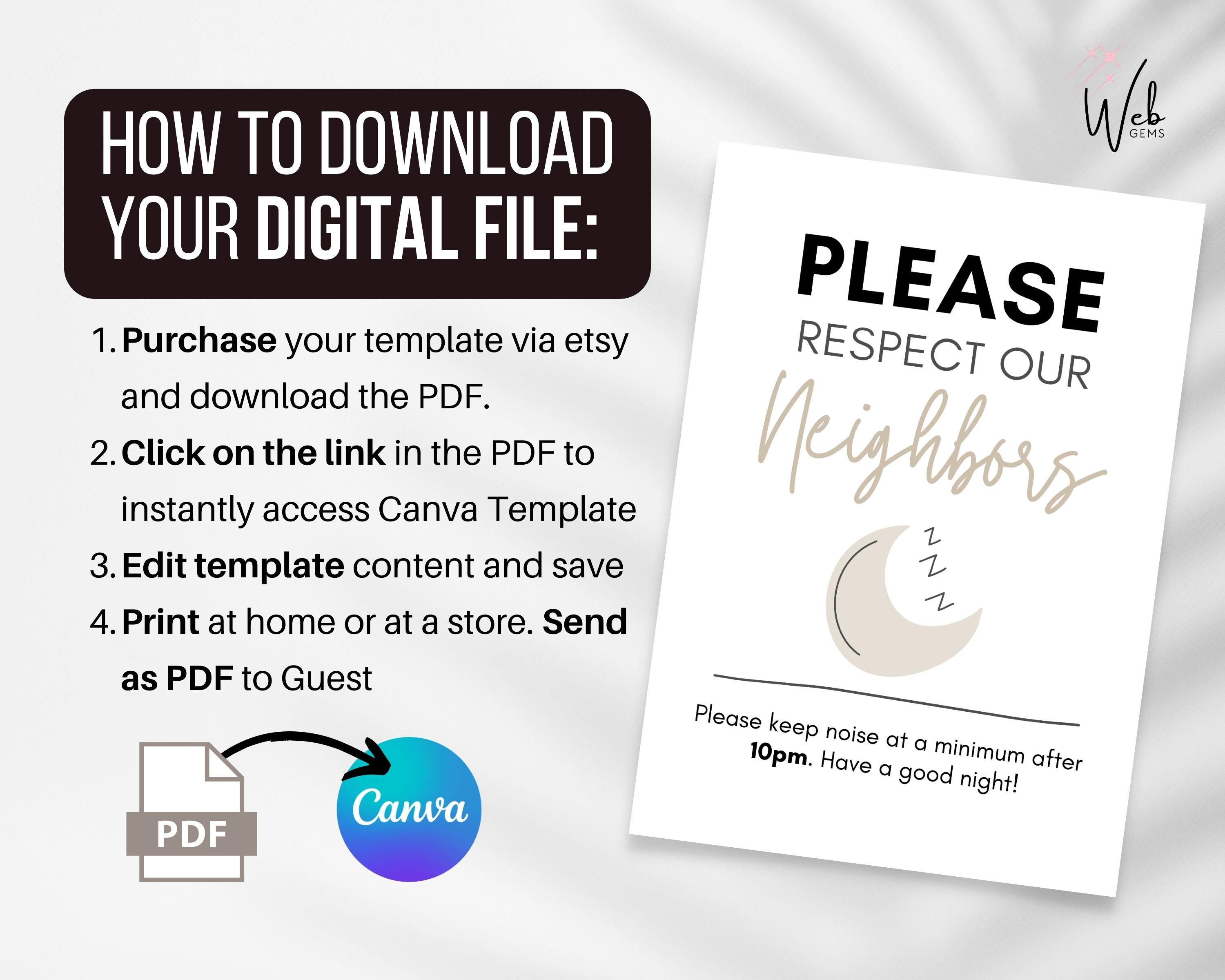 Quiet Hours Printable Sign, Airbnb Quiet Hours Sign, Airbnb No Noise ...