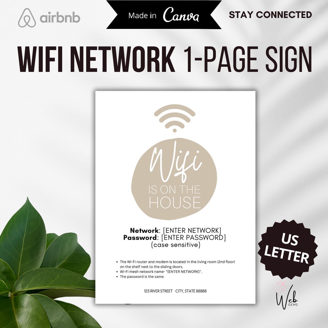 WIFI Password Sign, Editable Wifi Sign, Wifi Password Printable ...