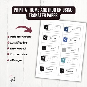 Printable Linen Labels: Bed Sheet Organizer for Airbnb (digital ...