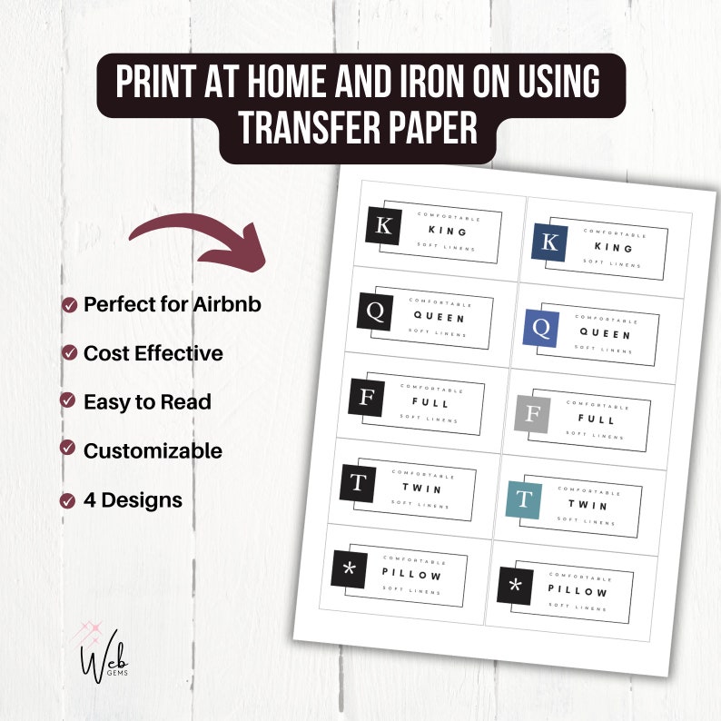 Printable Linen Labels: Bed Sheet Organizer for Airbnb (digital ...