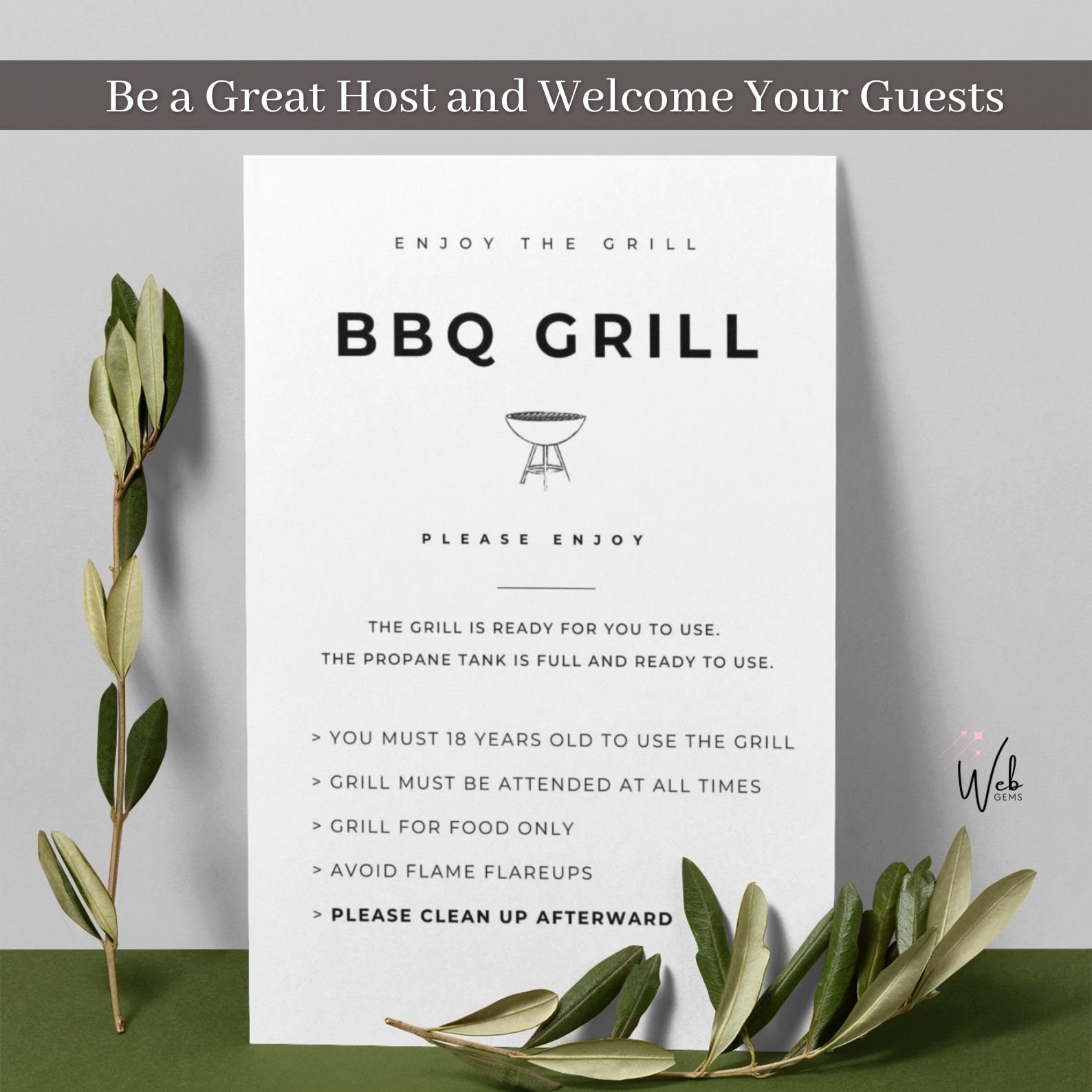 Airbnb Gril, BBQ Rules, Outdoor Grill, BBQ Sign, Backyard Sign, Grill ...