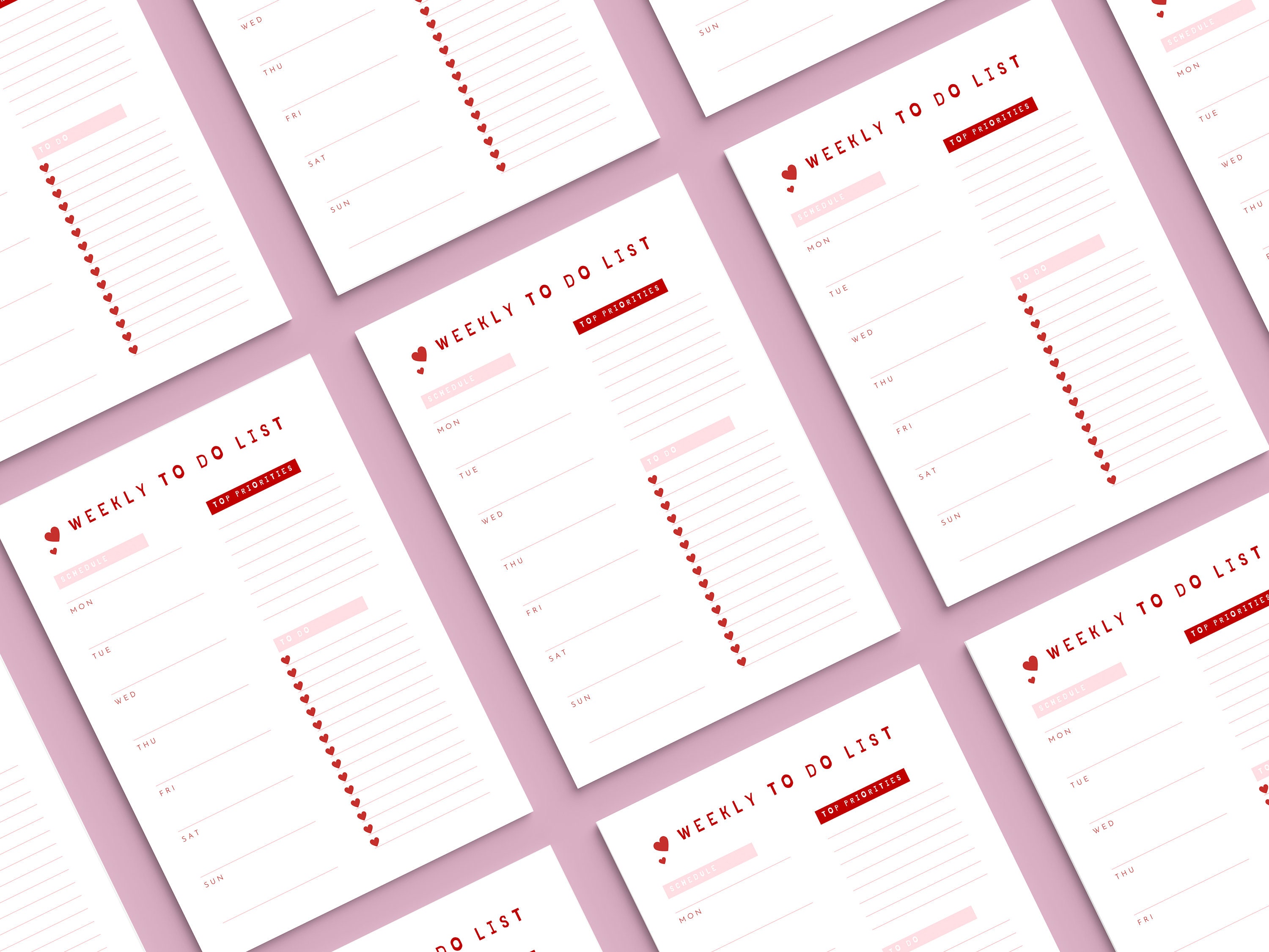 Weekly to Do List Printable, To-do List, Instant Download, Valentines ...