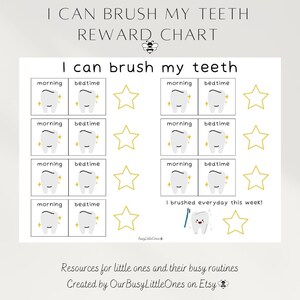 Tooth Brushing Reward Chart for Kids (digital Download) - Etsy