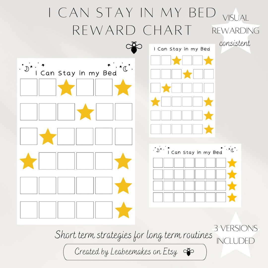 Stay in Bed Reward Chart, Bedtime Reward Chart, Star Chart, Reward ...
