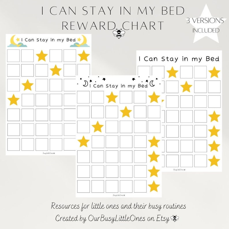 Stay in Bed Reward Chart, Bedtime Reward Chart, Star Chart, Reward ...