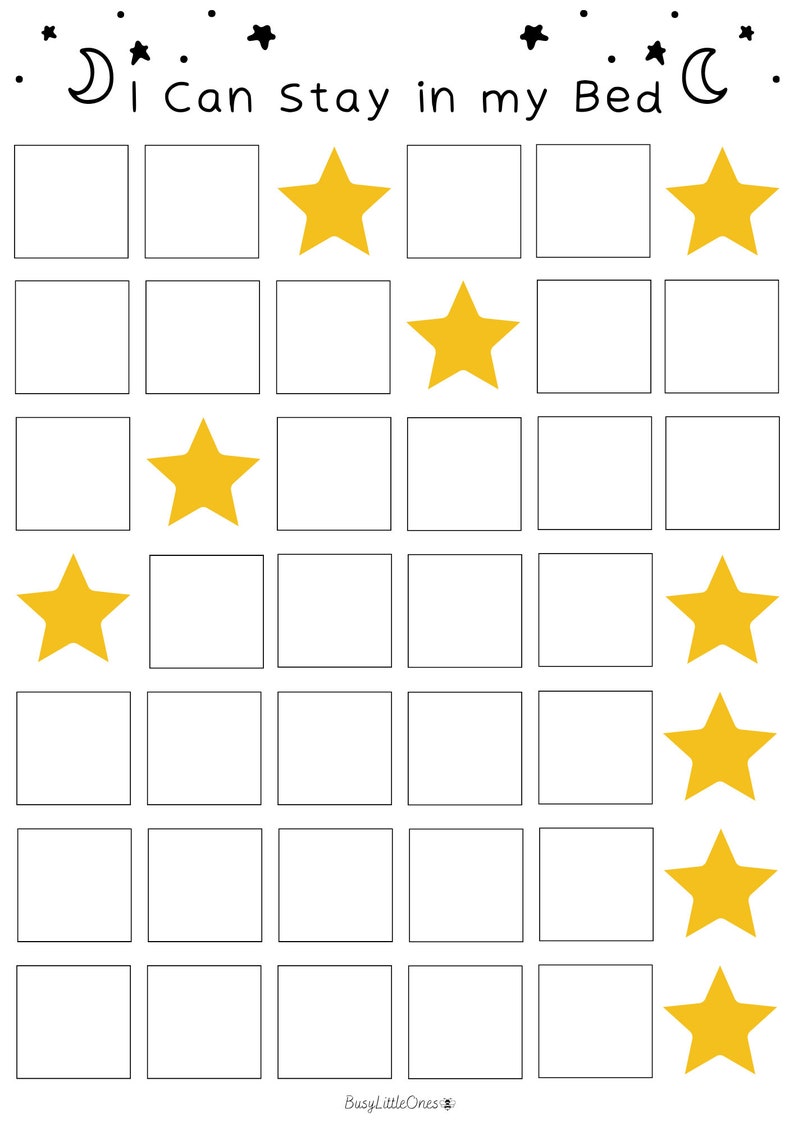 Stay in Bed Reward Chart, Bedtime Reward Chart, Star Chart, Reward ...