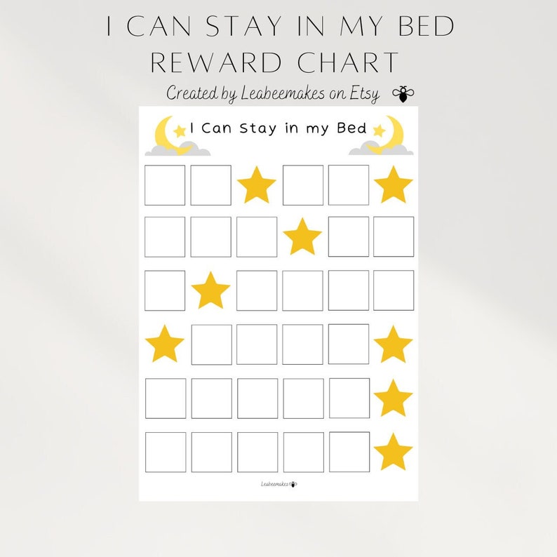 Stay in Bed Reward Chart, Bedtime Reward Chart, Star Chart, Reward ...
