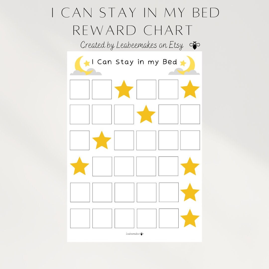 Child's Stay in Bed Reward Chart, Bedtime Reward Chart, Star Chart ...
