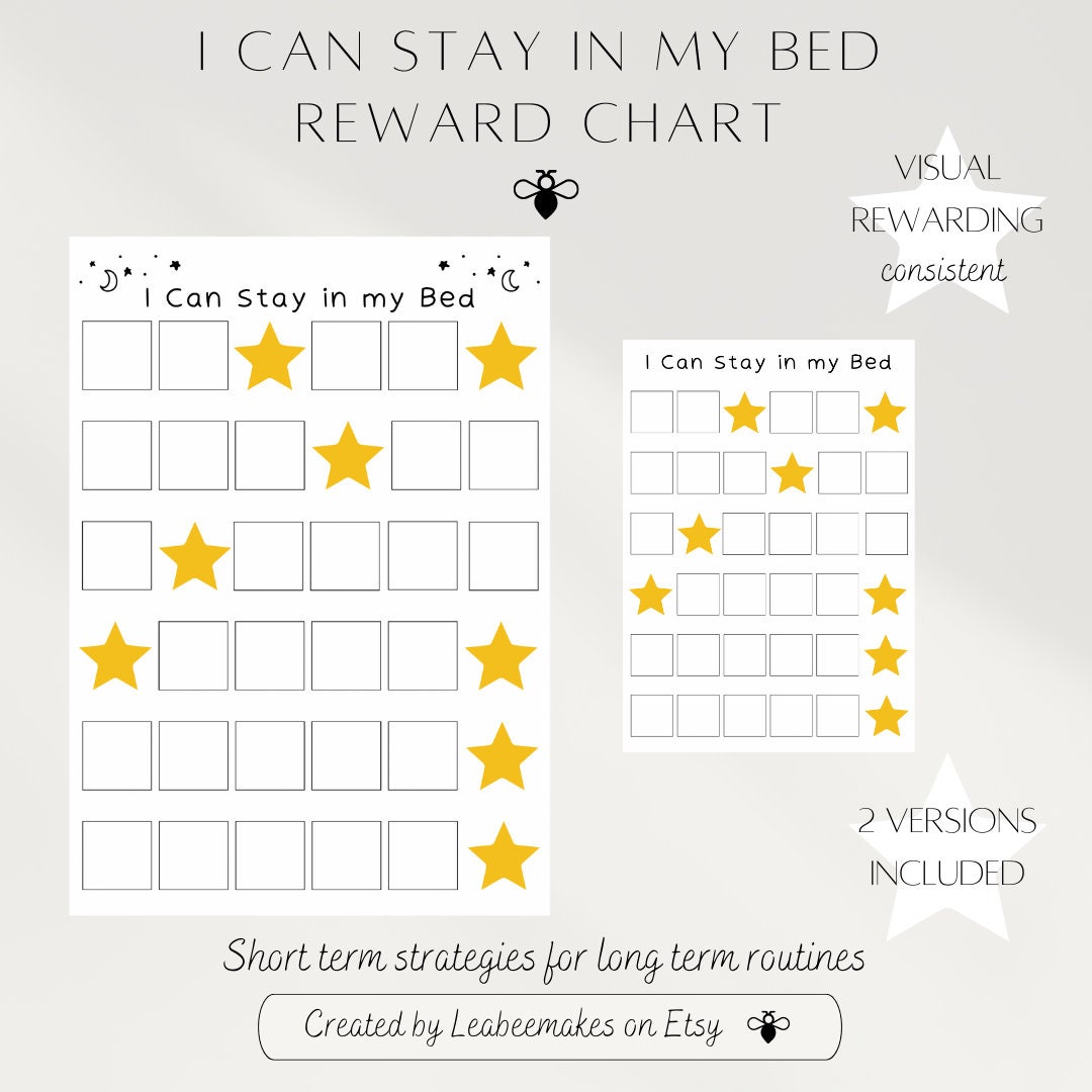 Stay in Bed Reward Chart Bedtime Reward Chart Star Chart - Etsy