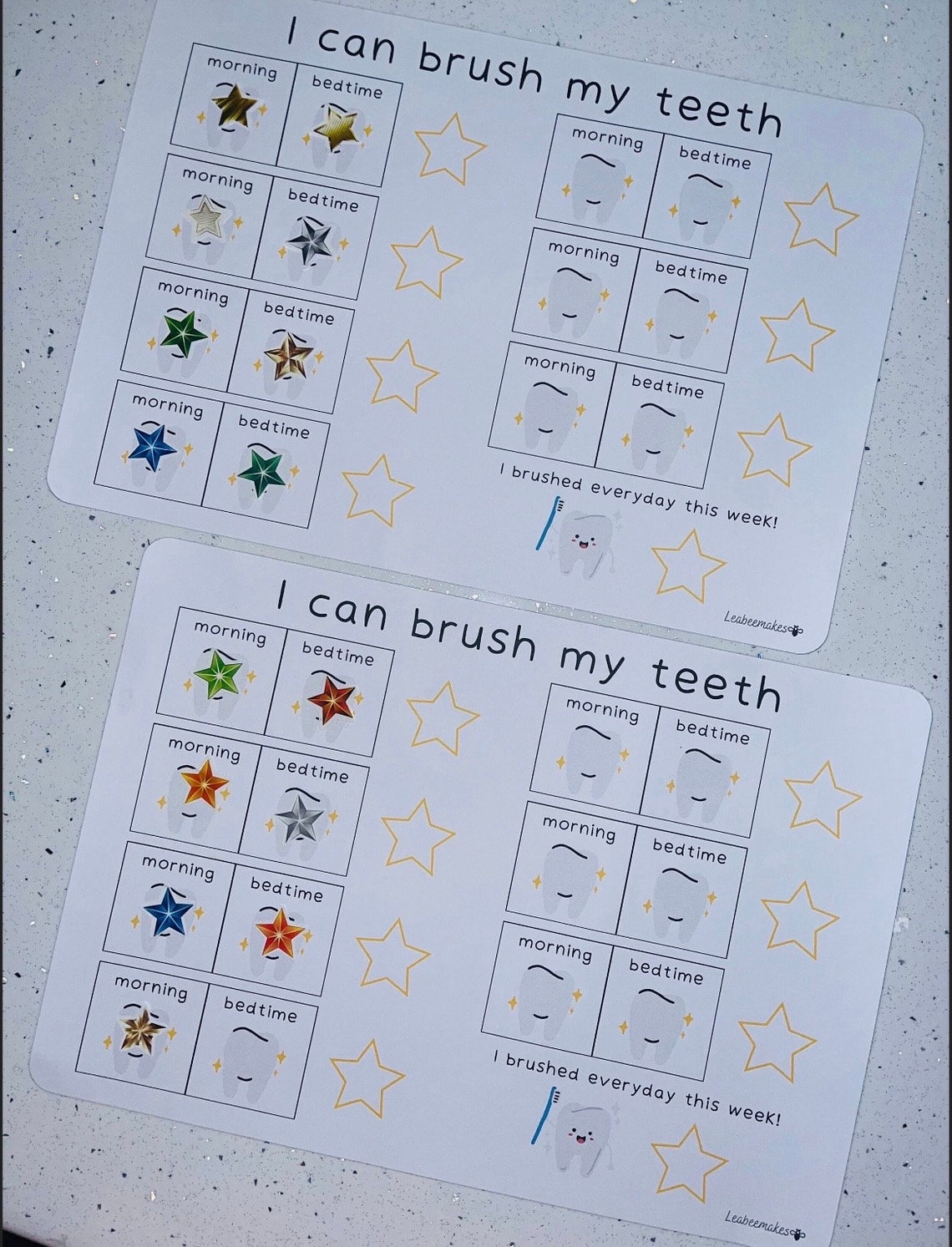 Tooth Brushing Reward Chart for Kids (digital Download) - Etsy
