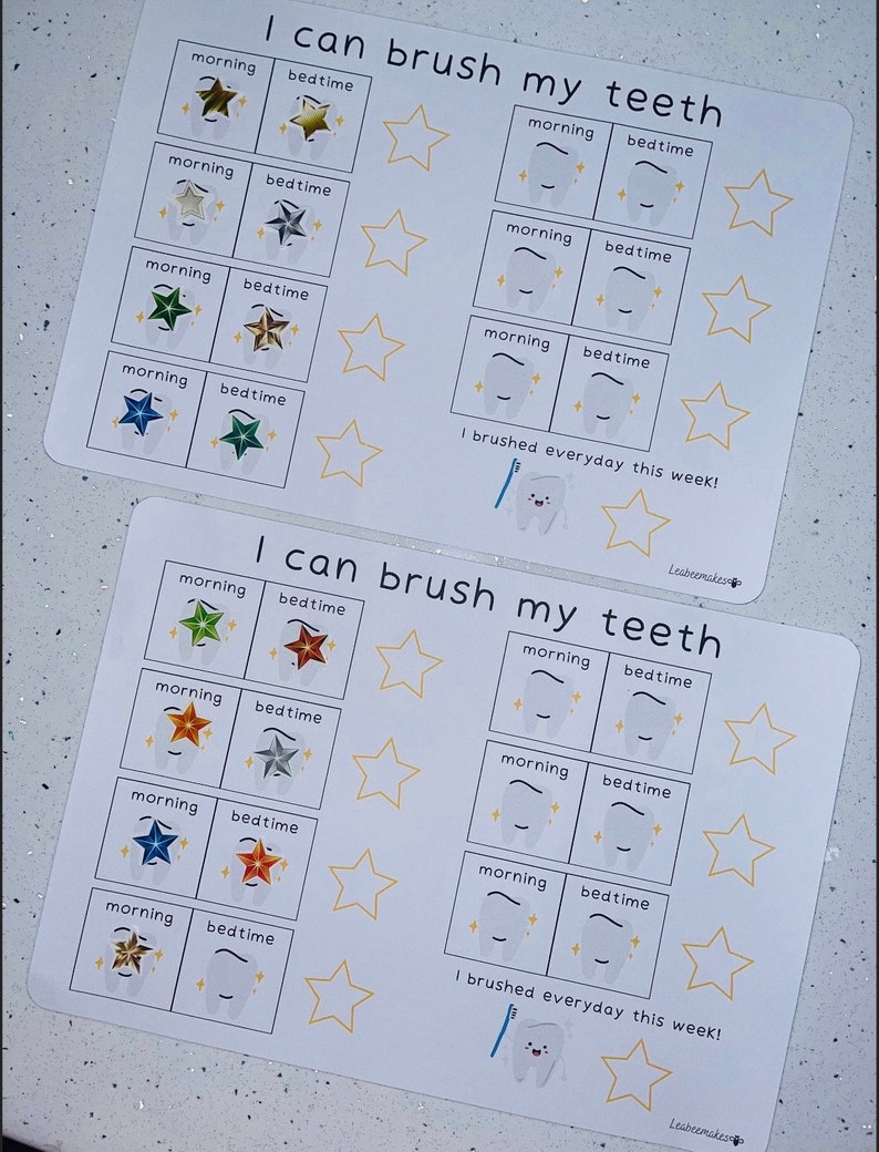 Tooth Brushing Reward Chart for Kids (digital Download) - Etsy