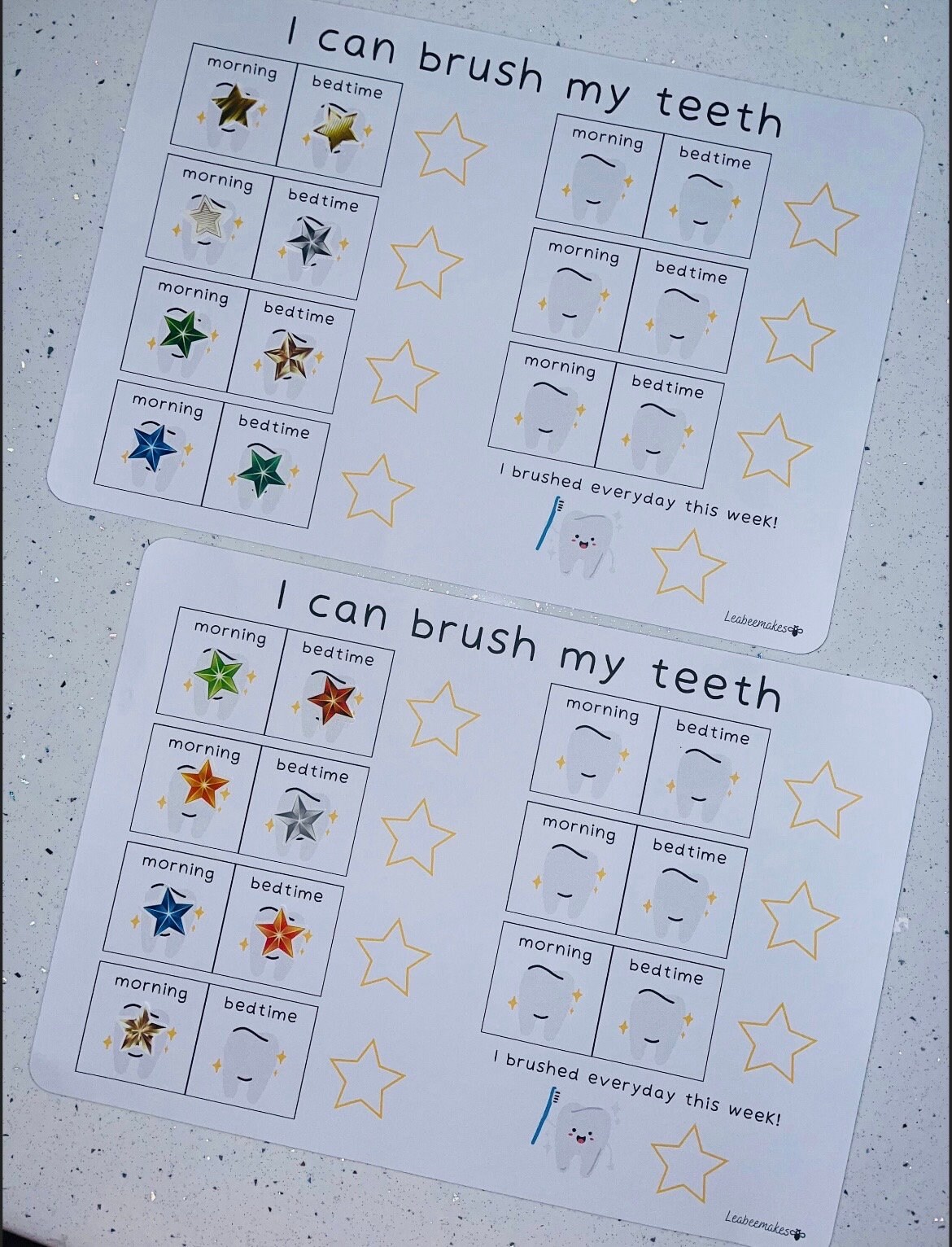 Tooth Brushing Reward Chart for Kids (digital Download) - Etsy