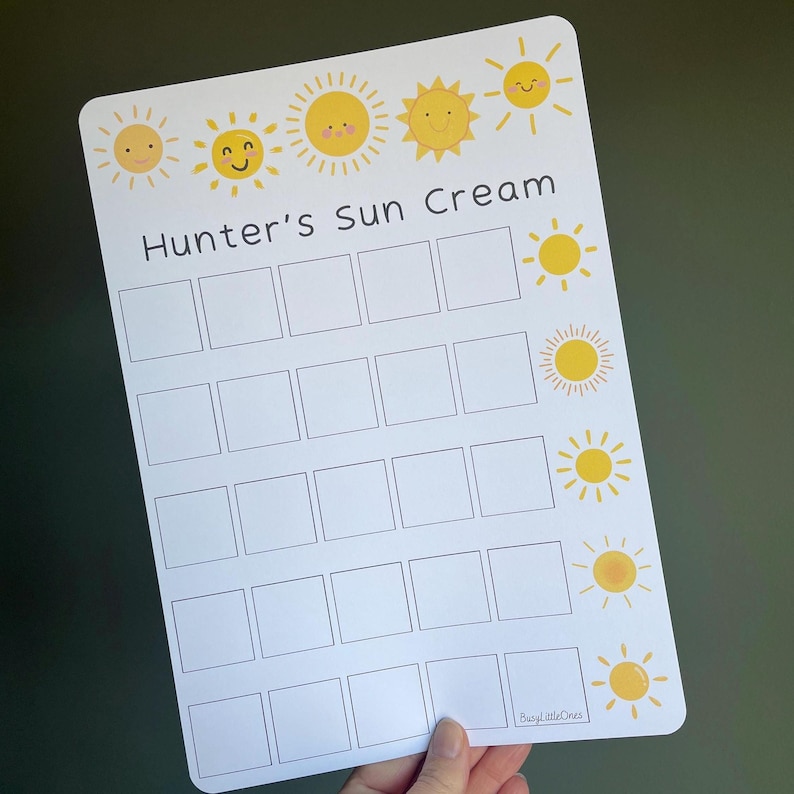 Sunscreen Reward Chart | Sun Safety Activity (A4/A5) - Etsy Canada