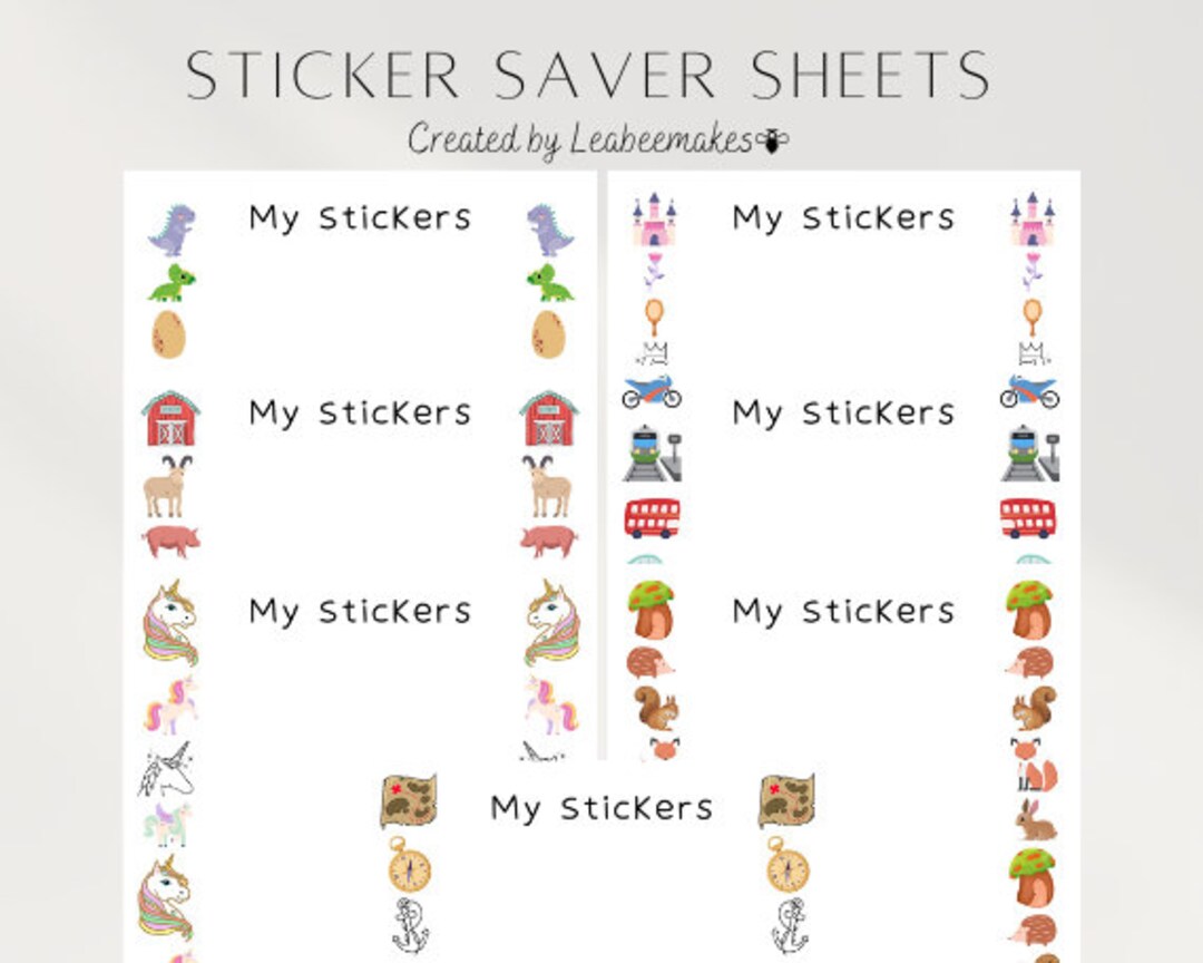 Kid's Sticker Sheets Sticker Saver Sheets Sticker - Etsy